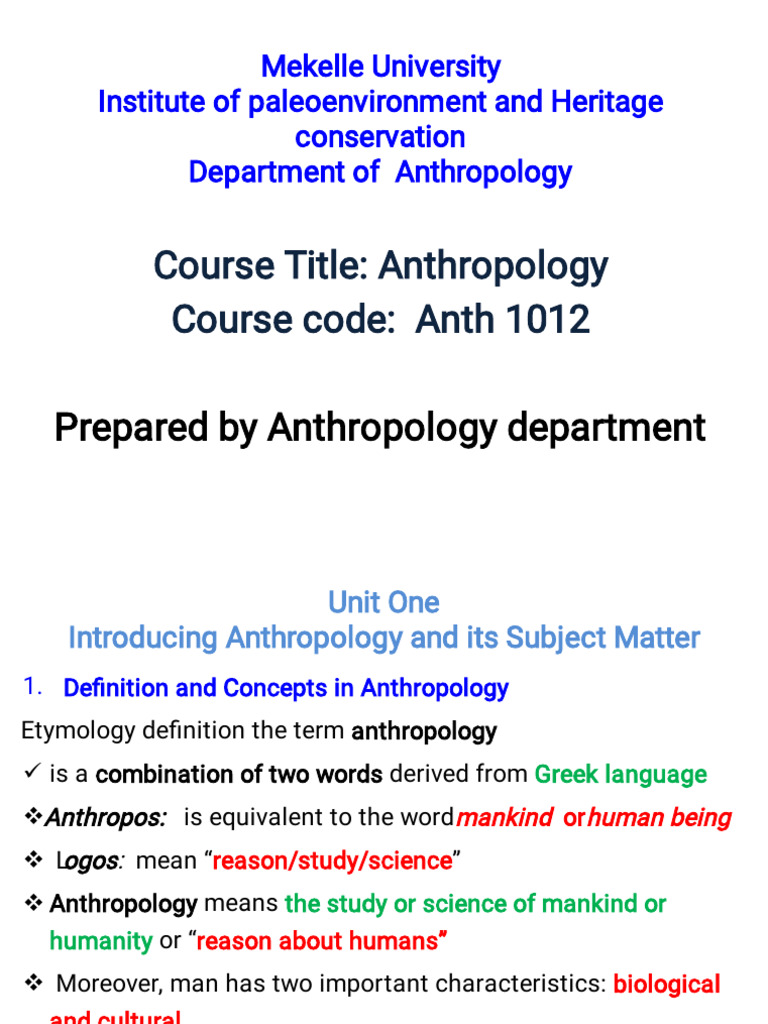 Introduction to Anthropology Concepts | PDF | Anthropology | Archaeology