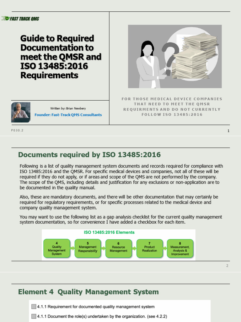 Required Documentation To Meet QMSR & ISO 13485 | PDF | Quality ...