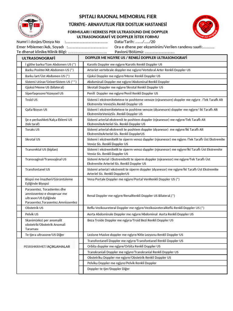 Usg Ve Doppler İstek Formu | PDF