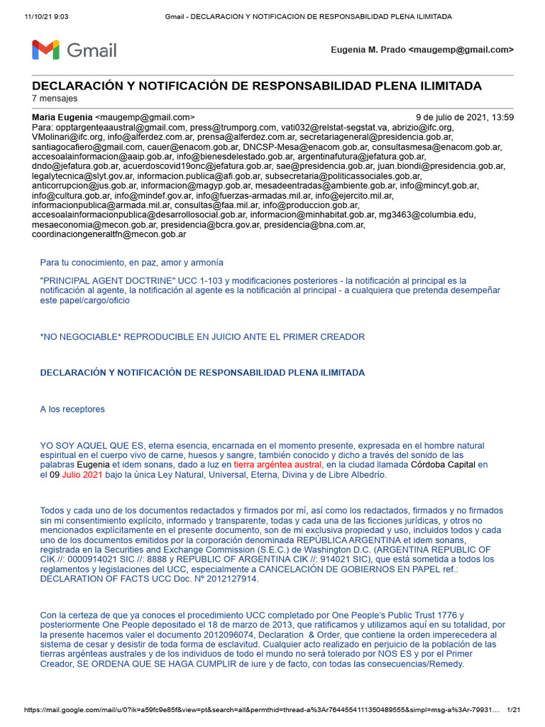 Declaración de Responsabilidad Ilimitada UCC | PDF | Protocolos de capa ...