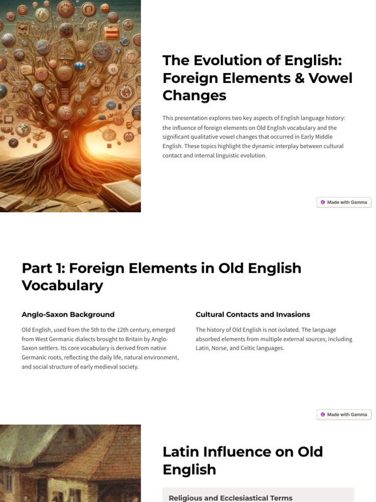 The Evolution of English Foreign Elements and Vowel Changes | PDF ...