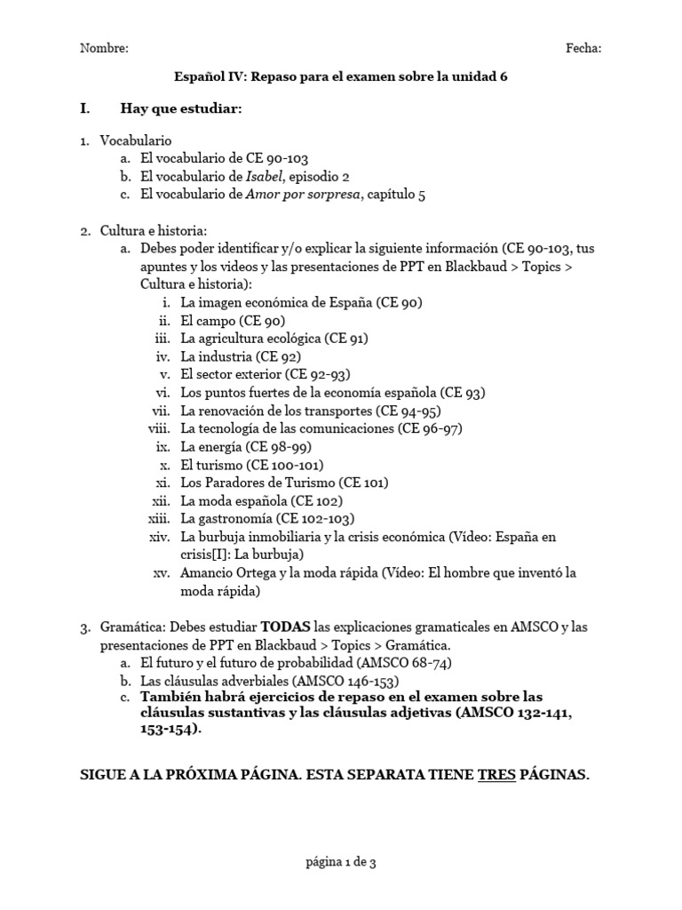 Repaso de Vocabulario y Gramática | PDF