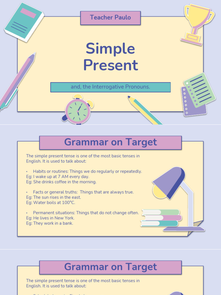 Simple Present Interrogative Pronouns | PDF | English Language ...
