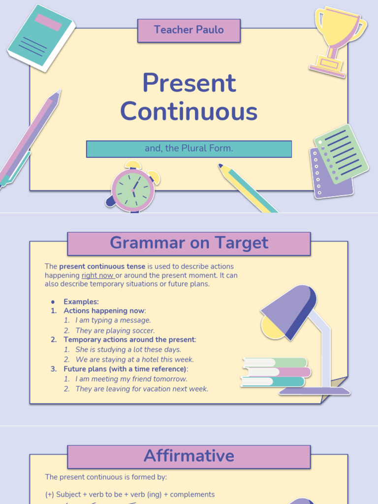 Present Continuous Plural | PDF | Plural | Subject (Grammar)