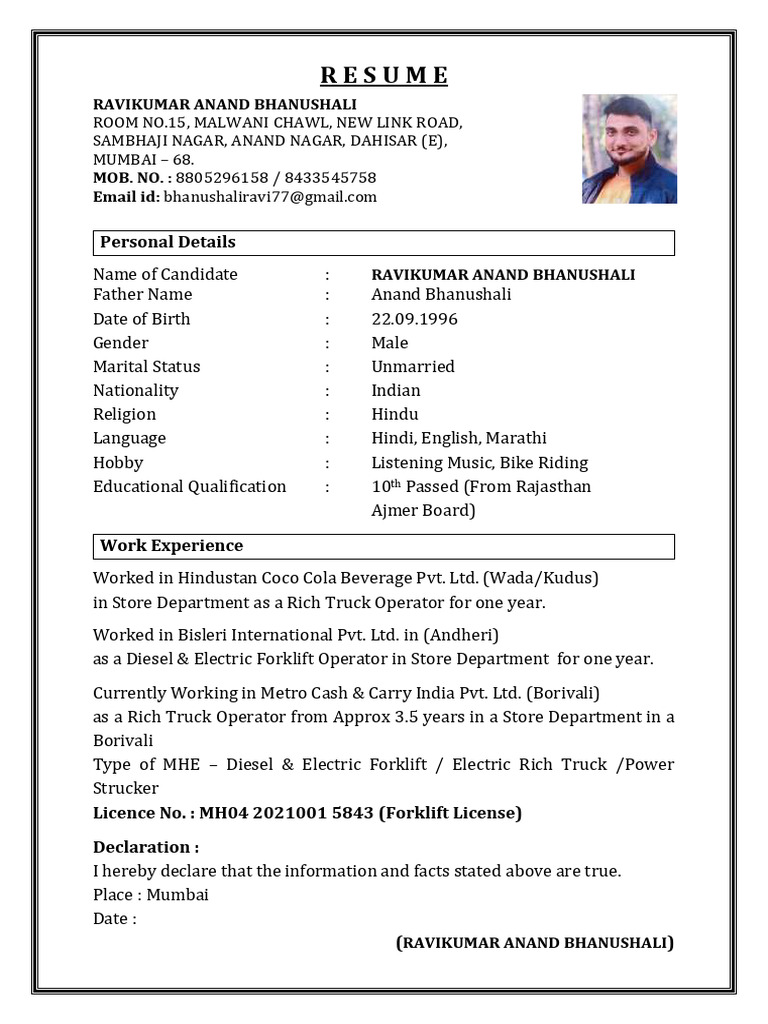 Ravikumar Anand Bhanushali - CV | PDF