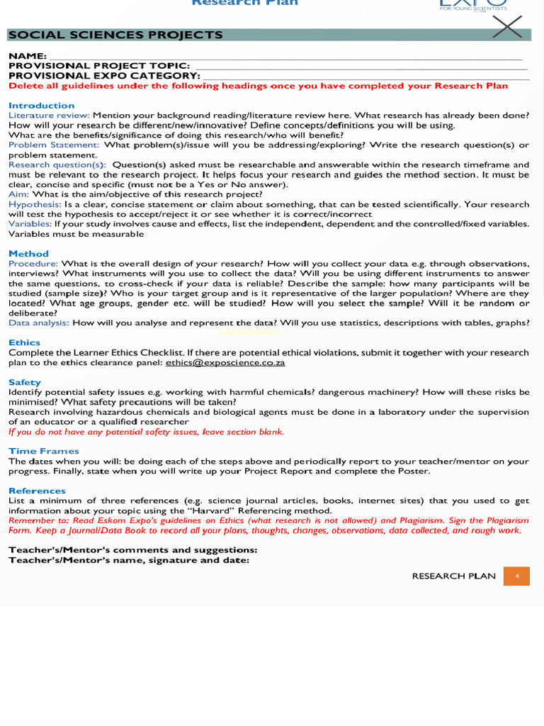 Research Plan Template | PDF