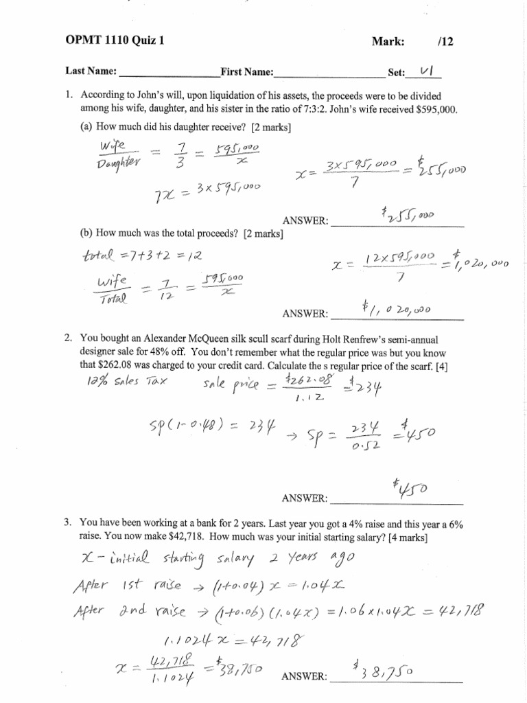 Quiz 1 Solutions | PDF