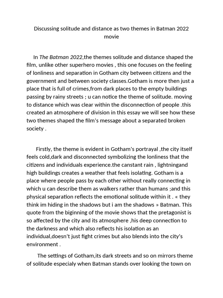 Discussing Solitude and Distance As Two Themes in Batman 2022 Movie ...