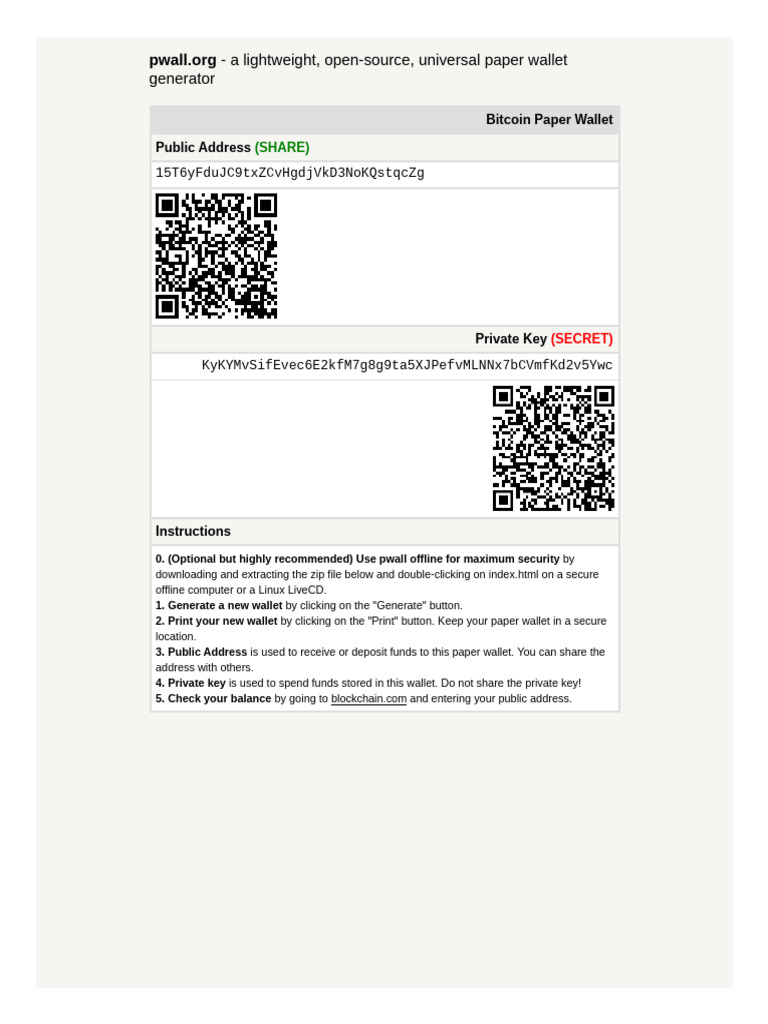 Bitcoin Paper Wallet (DESTROY IT) | PDF