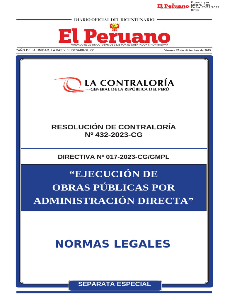 Directiva n 017 2023 Cg Gmpl (1) | PDF | Presupuesto