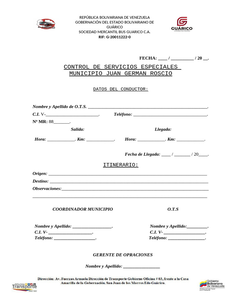 Control de Servicio Especial 2023 | PDF