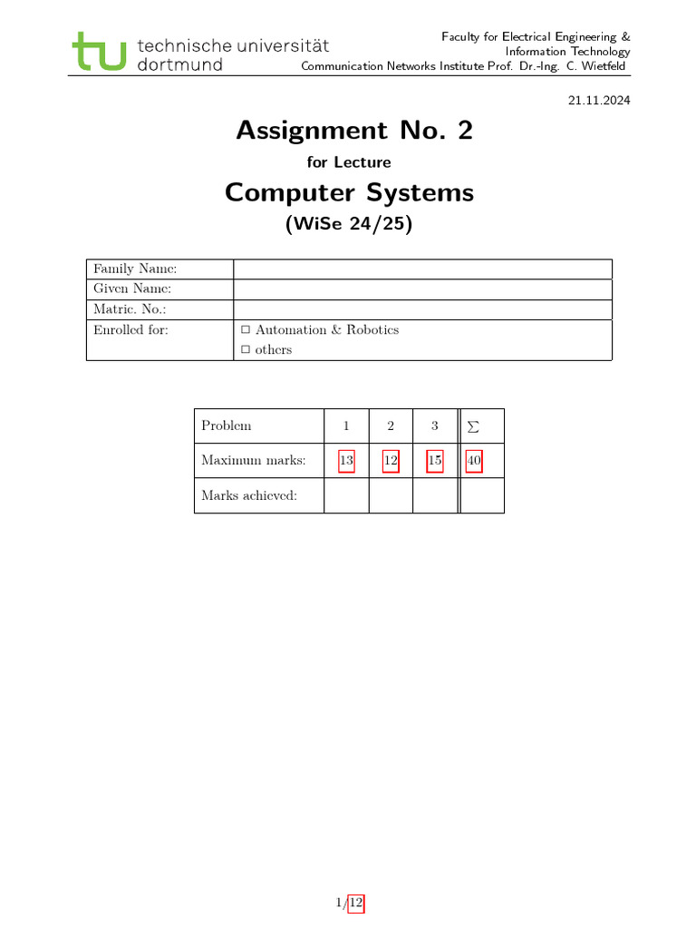 Assignment 2-Problems | PDF | Central Processing Unit | Computing