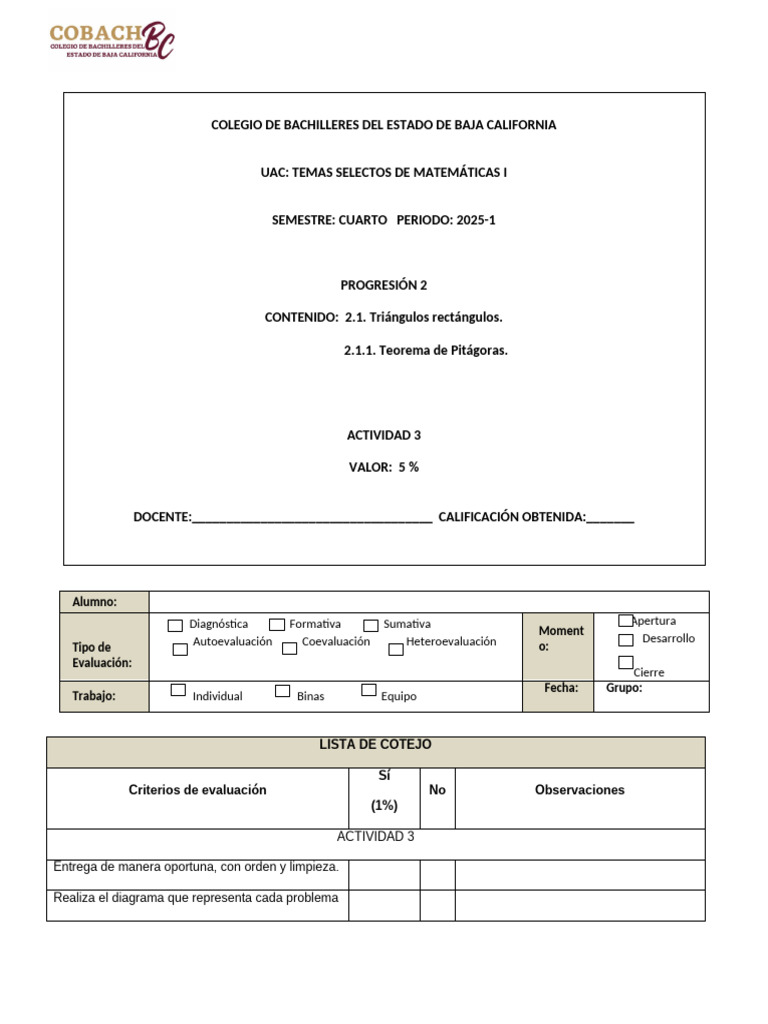 Progresión 2 Actividad 3 | PDF | Evaluación | Cognición
