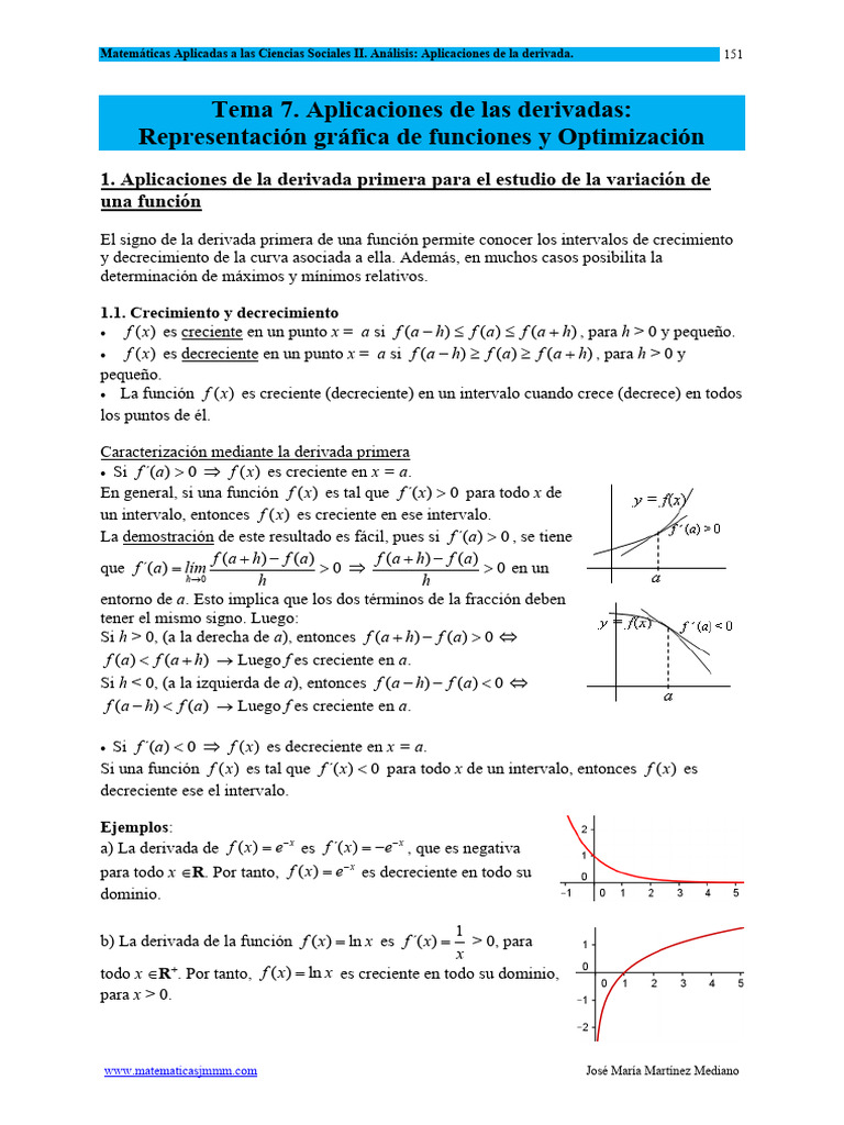 Optimización y Representación de Funciones | PDF | Asíntota | Derivado