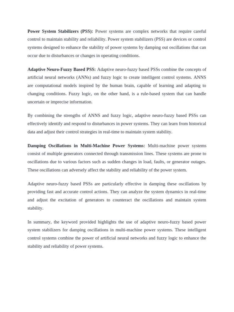 Power System Stabilizers | PDF