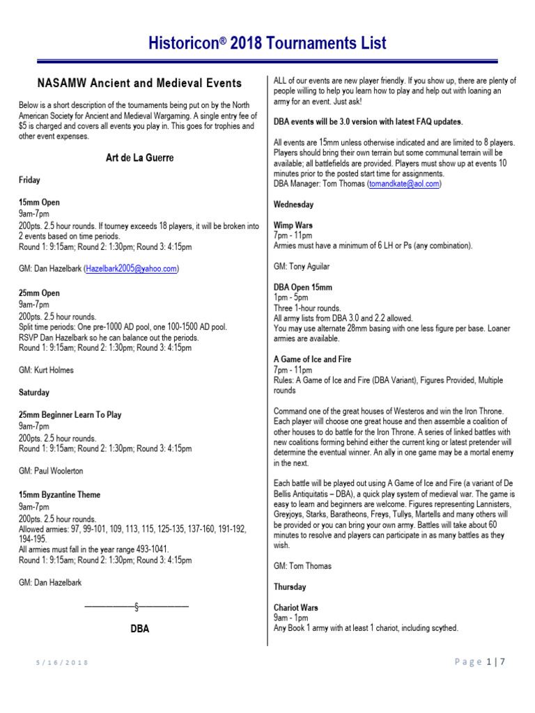 18_hcon_tournaments_list_cur | PDF | Military