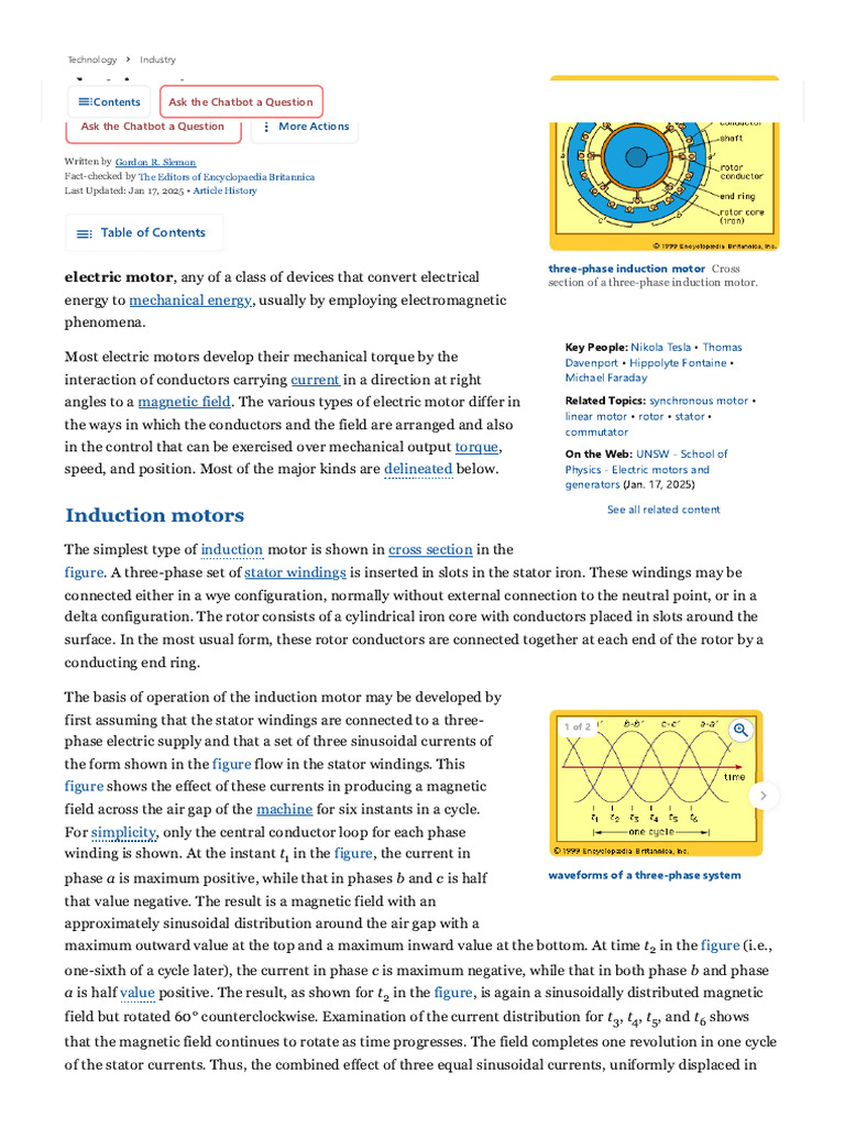 Electric motor _ Definition, Types, & Facts _ Britannica | PDF Electric motor _ Definition, Types, & Facts _ Britannica | PDF