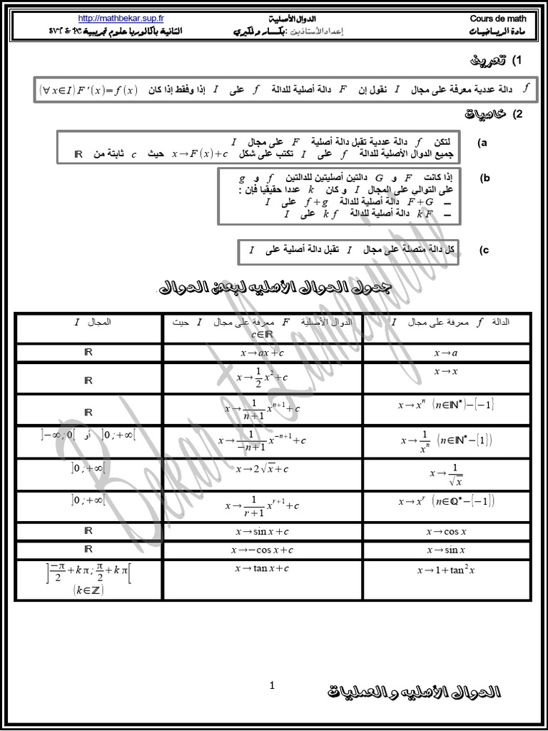 2 Bac Primitive c3 | PDF