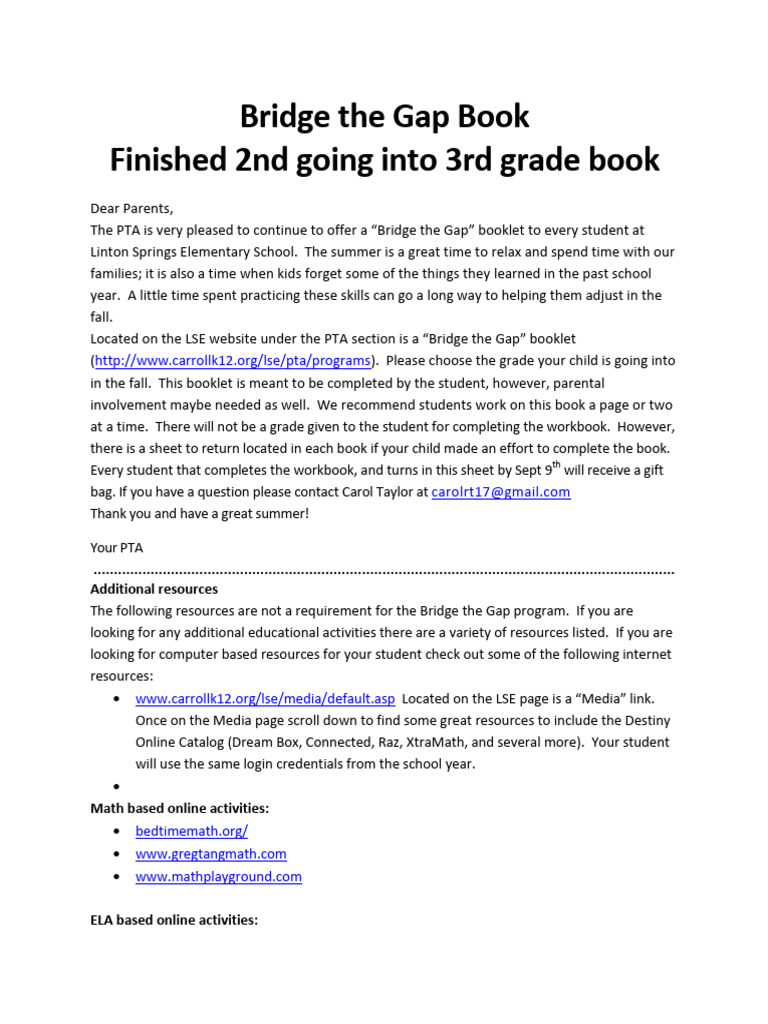 Summer Bridge Workbook for 2nd Graders | PDF