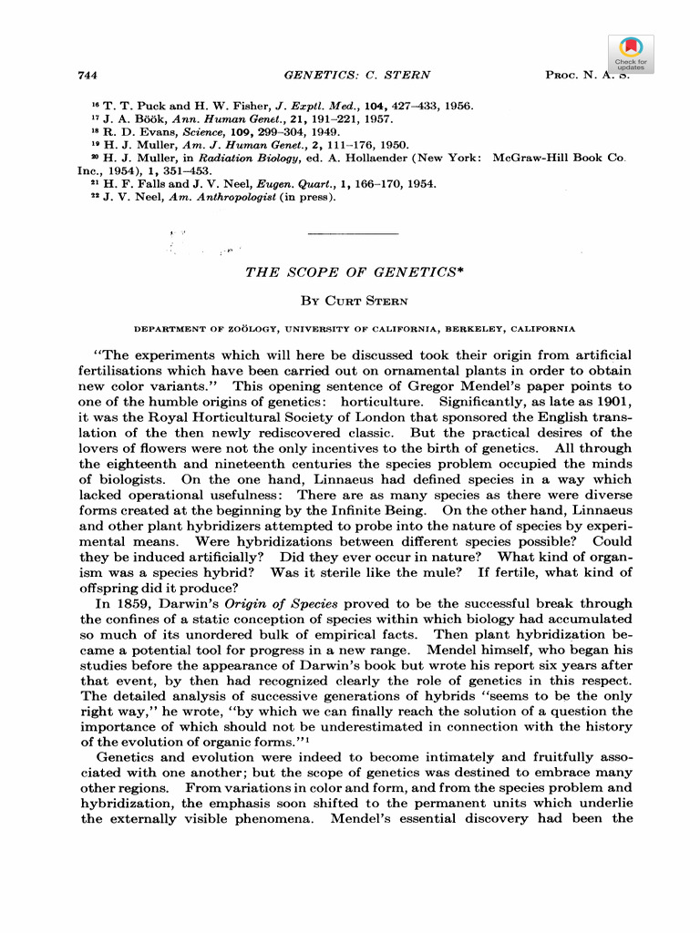 Stern 1957 The Scope of Genetics | PDF | Gene | Chromosome