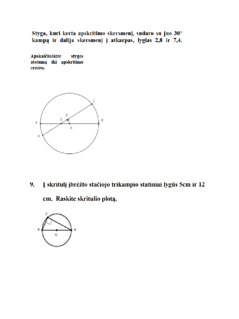 Planimetrija Skritulys Uzdavniai | PDF
