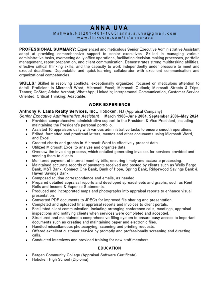 Anna Uva Resume | PDF | Microsoft Excel | Microsoft