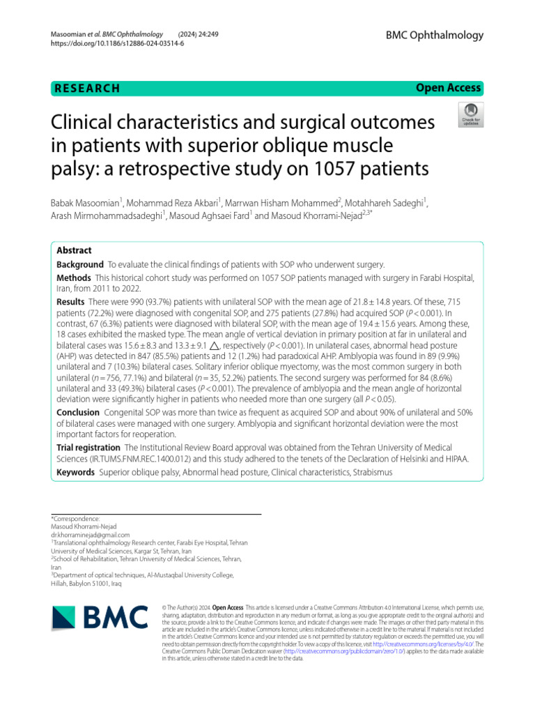 Clinical Characteristics and Surgical Outcomes of cn4 | PDF | Vision | Ophthalmology