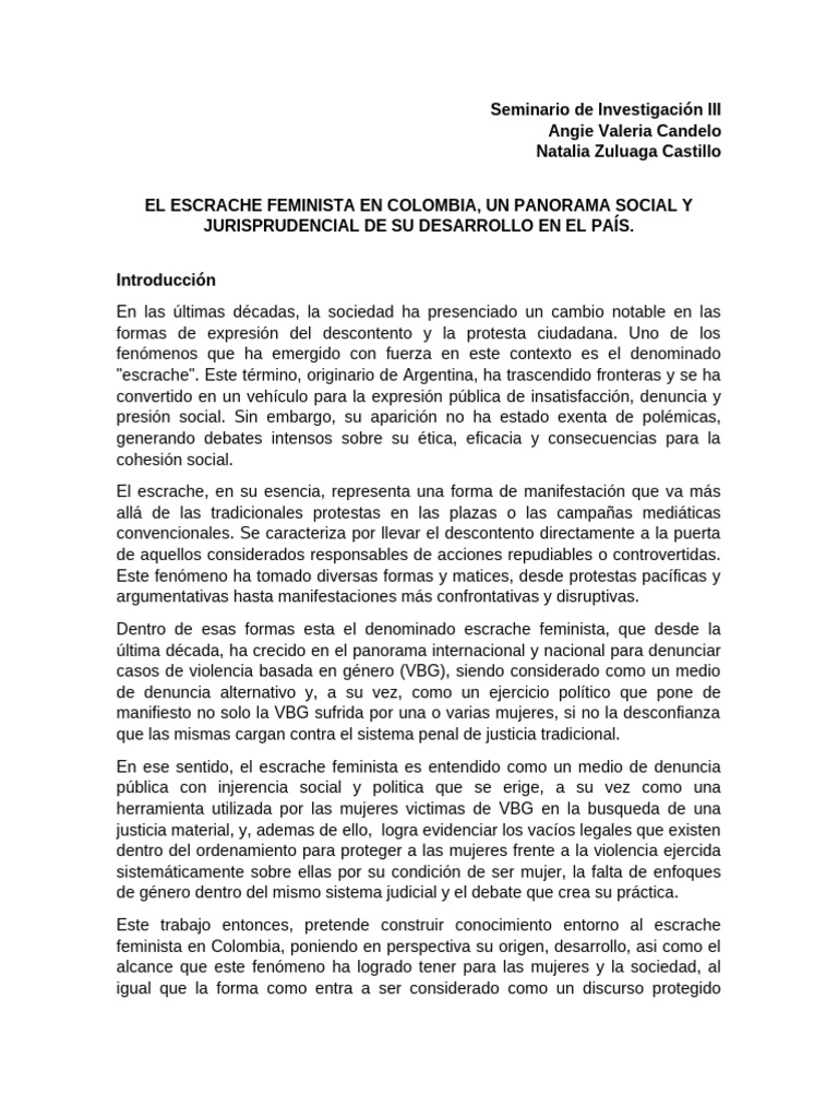 Escrache Feminista en Colombia: Contexto y Impacto | PDF | Libertad de ...