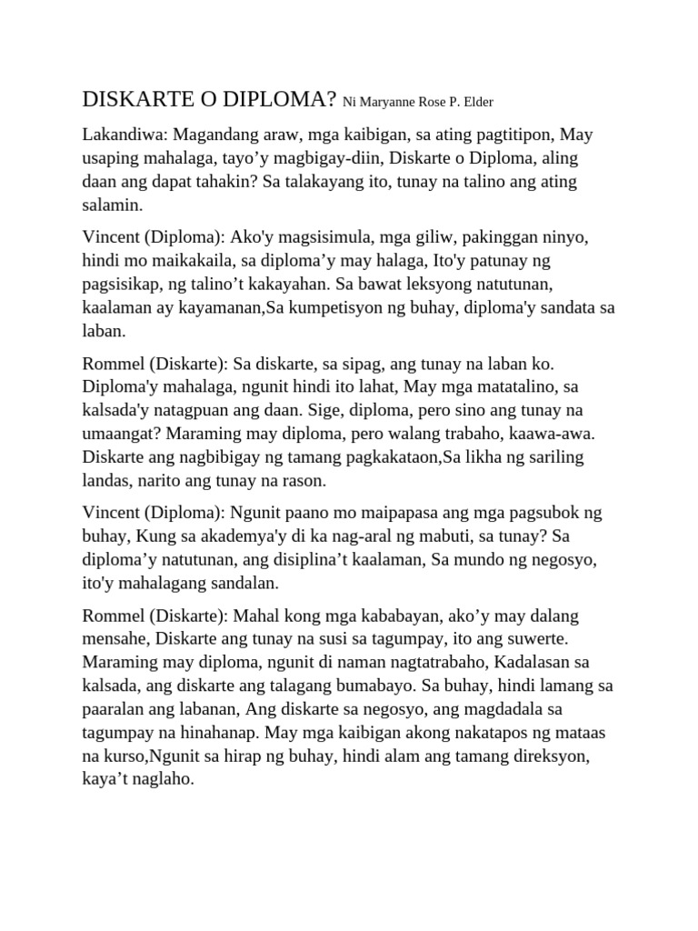 DISKARTE O DIPLOMA | PDF