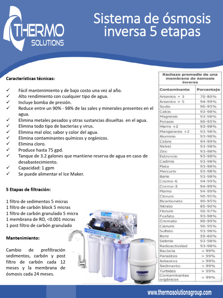 Osmosis Inversa 5 etapas con tabla de reducción | PDF