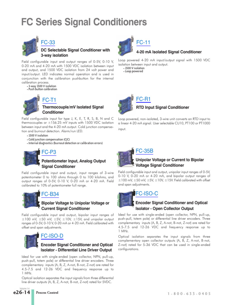 FC Series Signal Conditioners | PDF | Thermocouple | Programmable Logic Controller