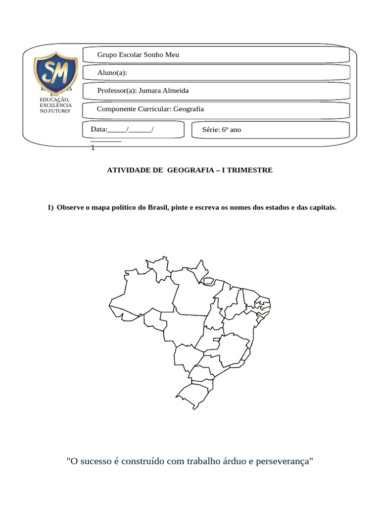 Atividades Mapa 6 Ano | PDF