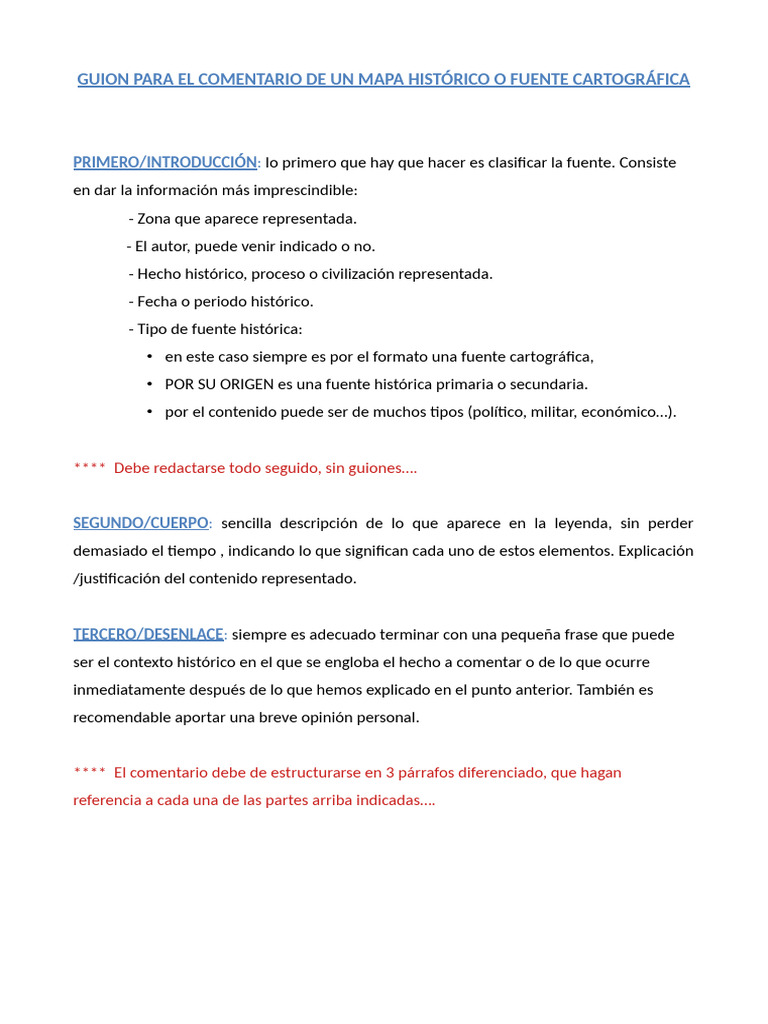 Guión Comentario Mapa (1) | PDF
