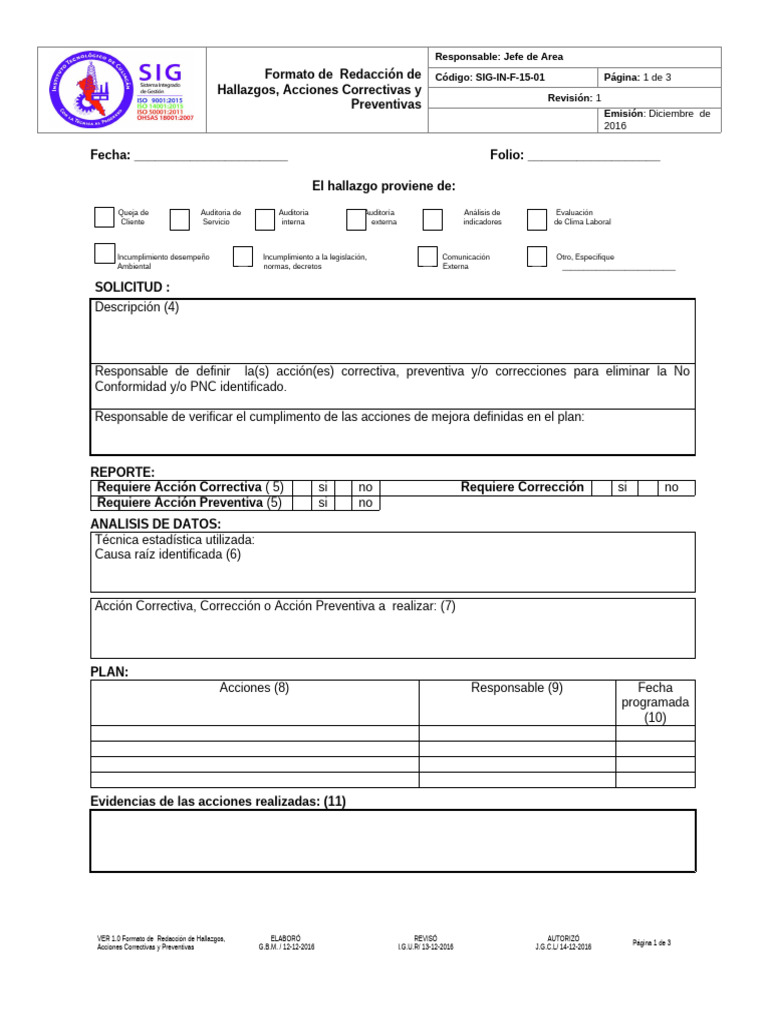 SIG-IN-F-15-01-Formato-de-Redacción-de-Hallazgos-Acciones-Correctivas-y ...