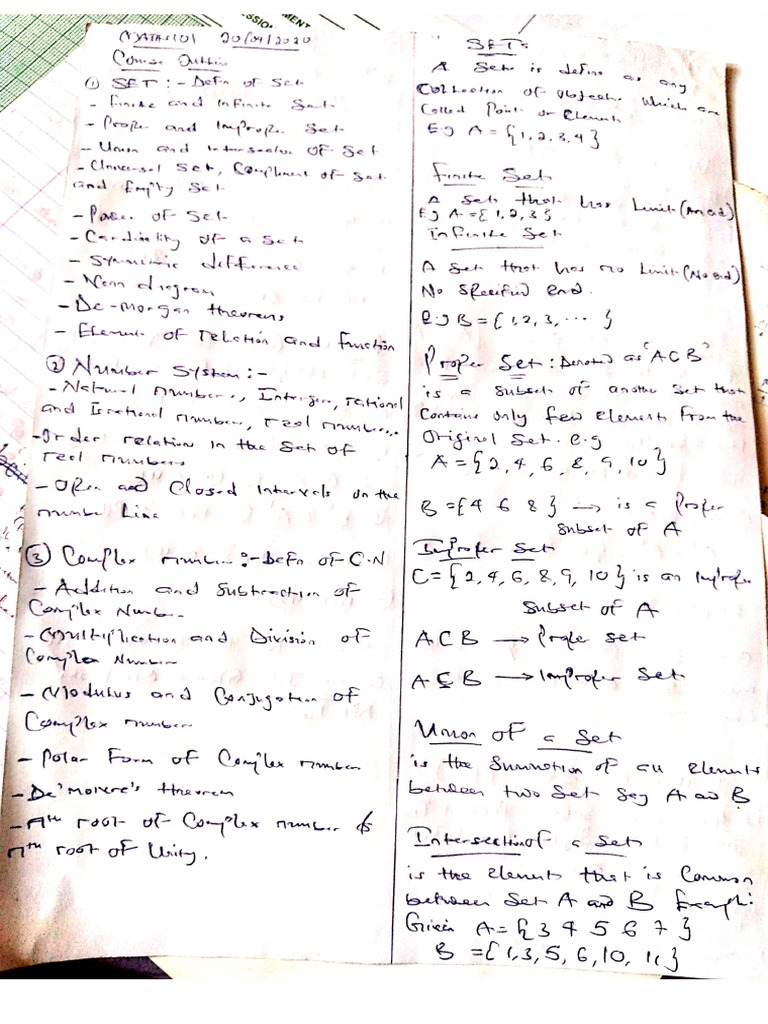 Maths101 Lect1 SET-1 | PDF