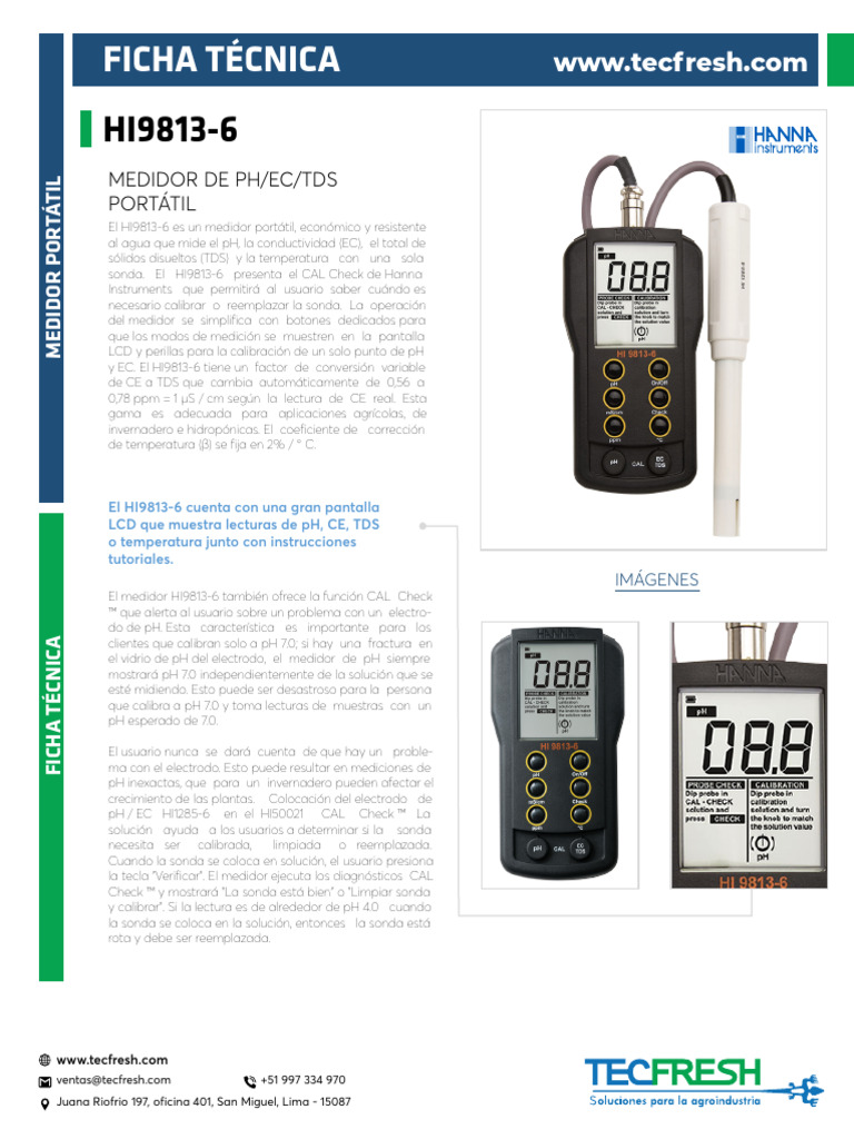 FT de HI9813-6 | PDF | Sensor | Electricidad