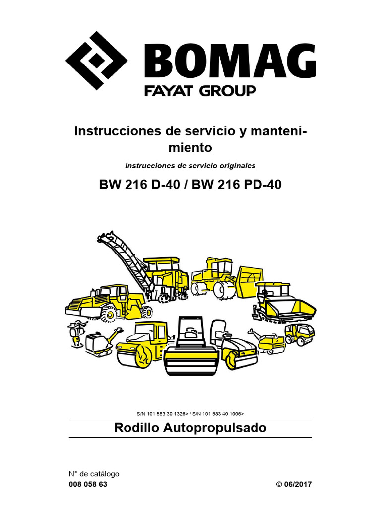 Manual Bomag - BW 216 D-40 y BW 216 PD-40 | PDF | Tornillo | Ingeniería mecánica