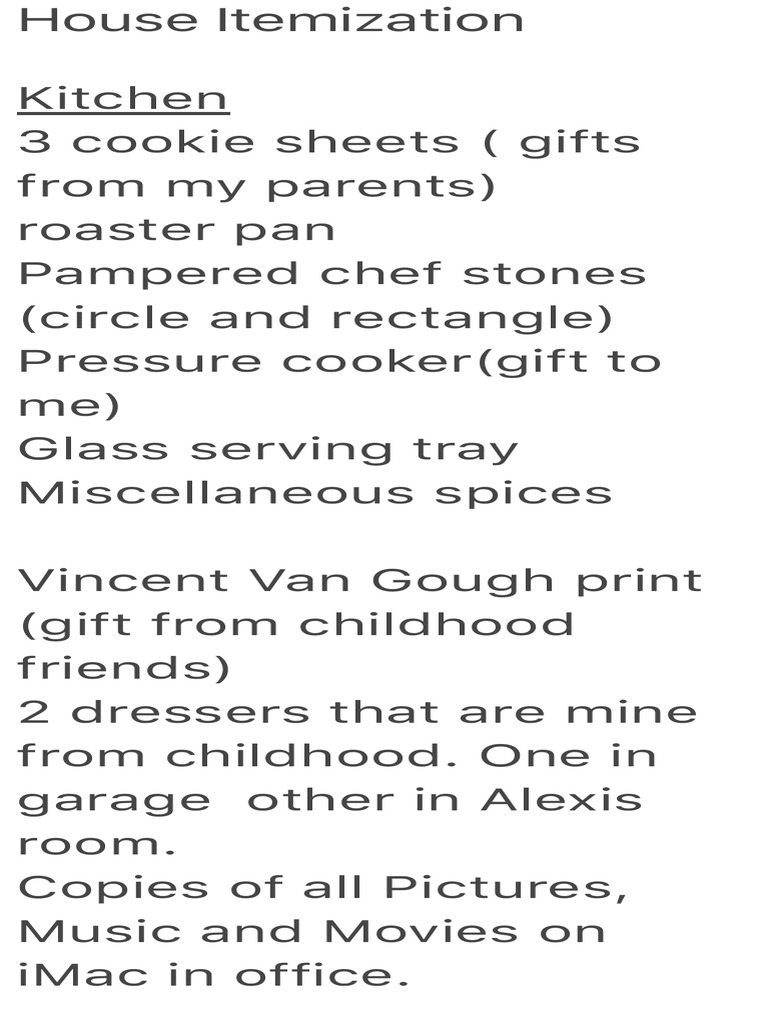 House Itemization | PDF