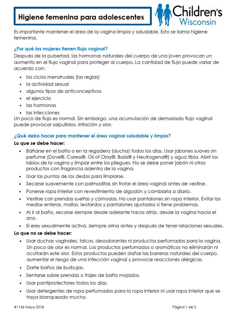 Higiene Itima Femenina | PDF | Higiene | Vagina