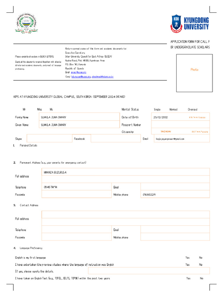 Application Form Kdu 2024suu_phoenix | PDF