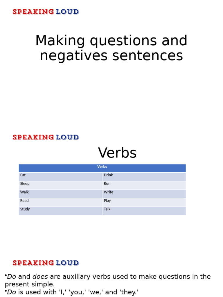 Forming Questions and Negatives | PDF | Syntax | Linguistics