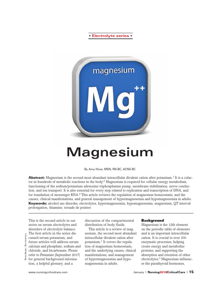Electrolyte Series Magnesium.3 | PDF | Magnesium | Medical Specialties
