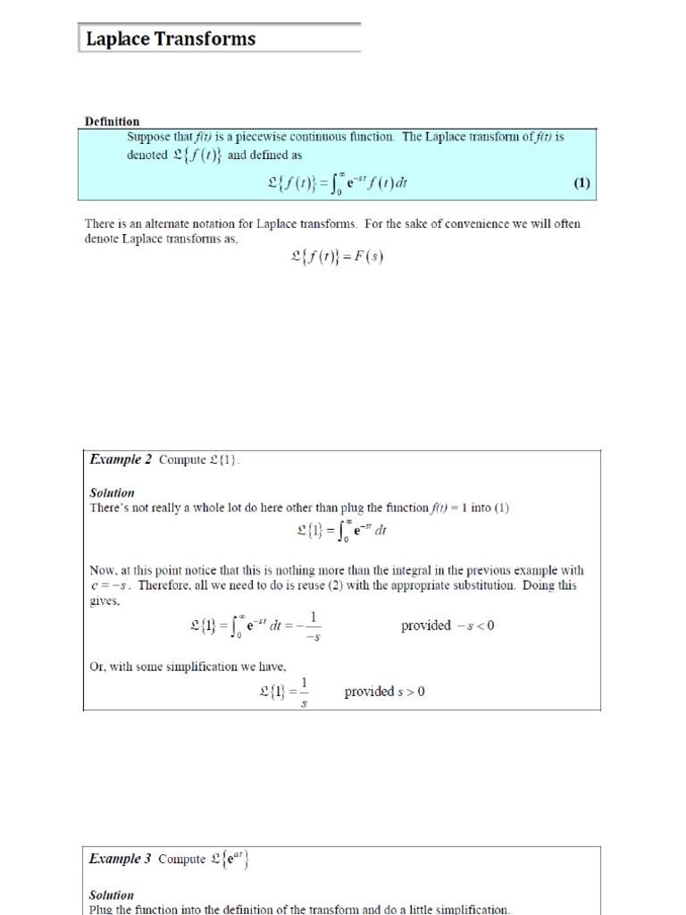 Laplace Transform | PDF