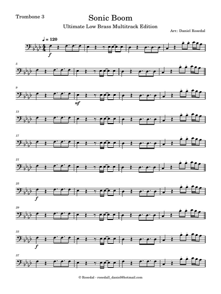 Sonic Boom Trombone Sheet Music | PDF | Brass Instruments | Aerophones