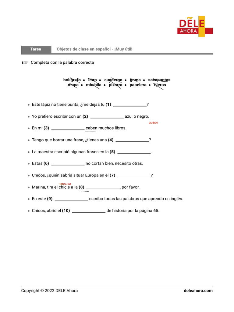 Objetos de clase en español: Ejercicio | PDF