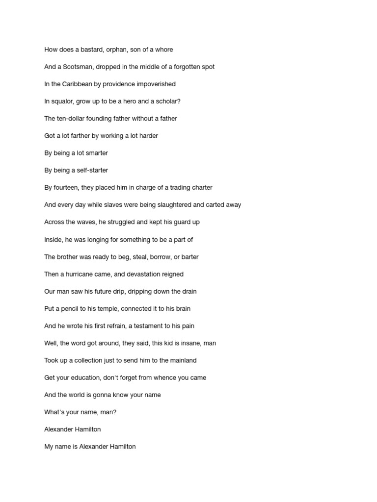 Alexander Hamilton Lyrics | PDF