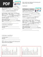 English Self Introduction Worksheet | PDF