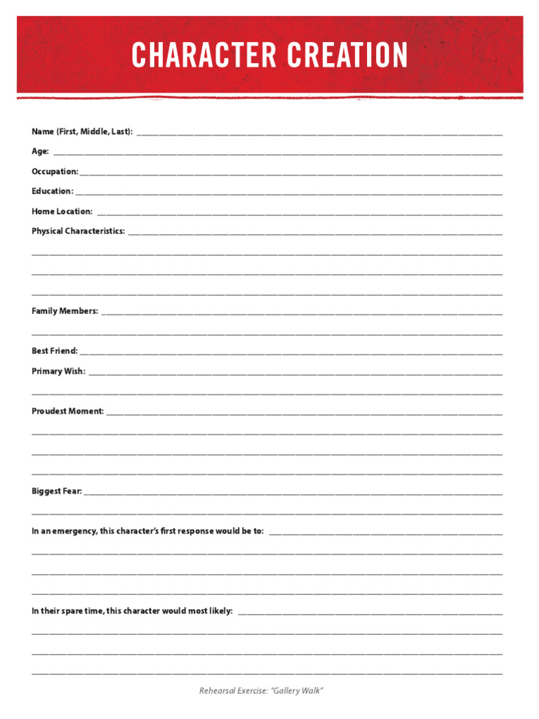 Character Creation Worksheet | PDF