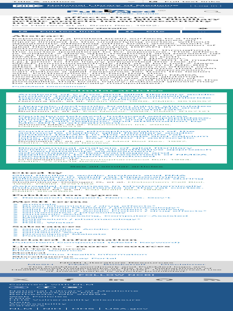 MK-801 Affects The Potassium-Induced Increase of Glial Fibrillary Acidic Protein ...