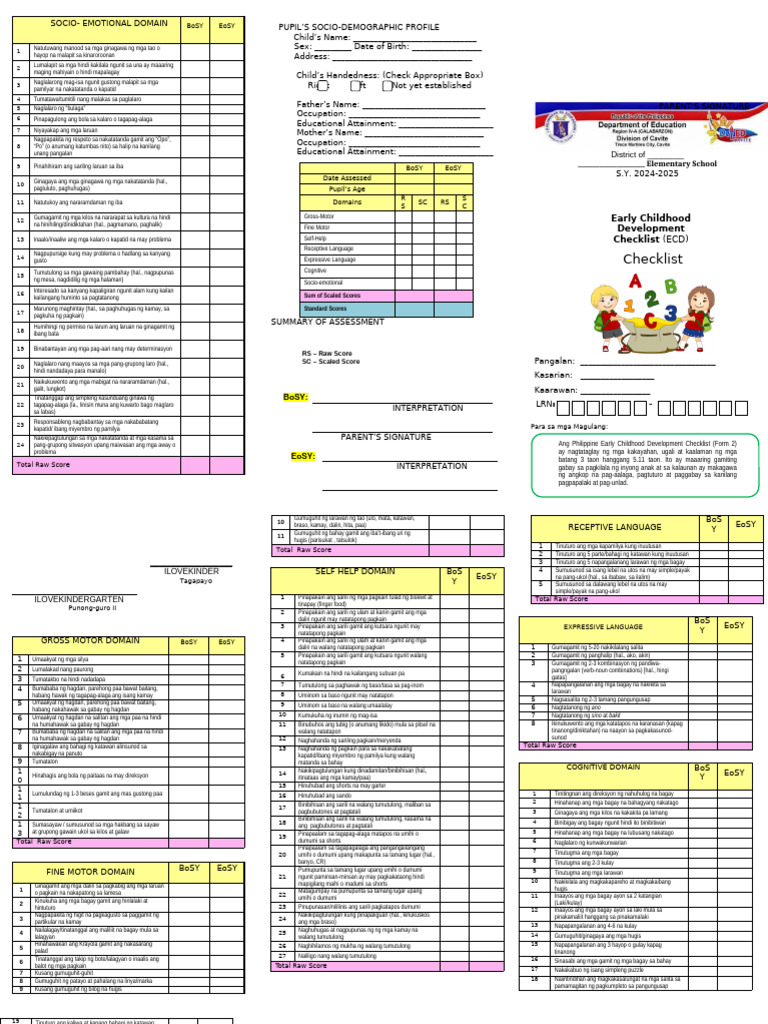 ECD Checklist 2024 2025 - PRE POST | PDF